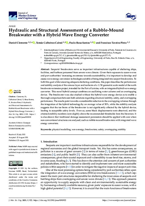 Pdf Hydraulic And Structural Assessment Of A Rubble Mound Breakwater With A Hybrid Wave Energy