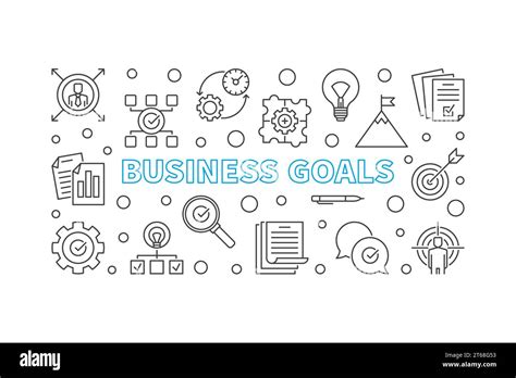Vector Business Goals Horizontal Concept Minimal Illustration Or Banner