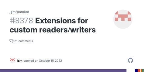 Extensions For Custom Readers Writers Issue 8378 Jgm Pandoc GitHub