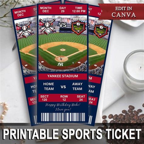 Baseball Ticket Template Printable