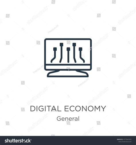 Digital Economy Icon Thin Linear Digital Stock Vector Royalty Free