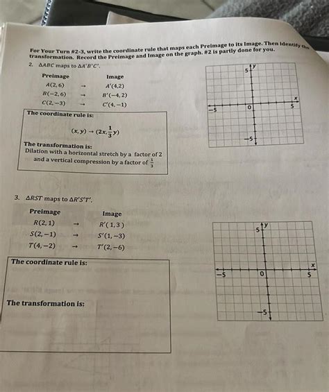 Answered For Your Turn 2 3 Write The Coordinate Rule That Maps Each
