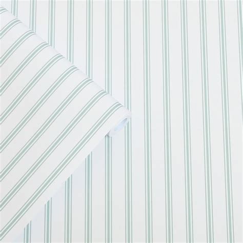 Gracie Oaks Laura Ashley Farnworth Stripe Sage Green Wallpaper