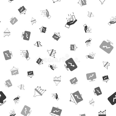 Set Financial Growth Board With Graph And Sales Funnel Chart On Seamless Pattern Vector Stock