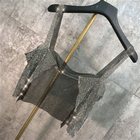 Grey Shiny Strap Crop Top Ryujin ITZY Fashion Chingu