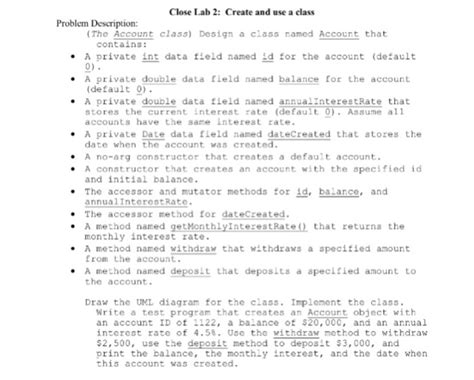 Solved Close Lab 2 Create And Use A Class Problem Chegg Com