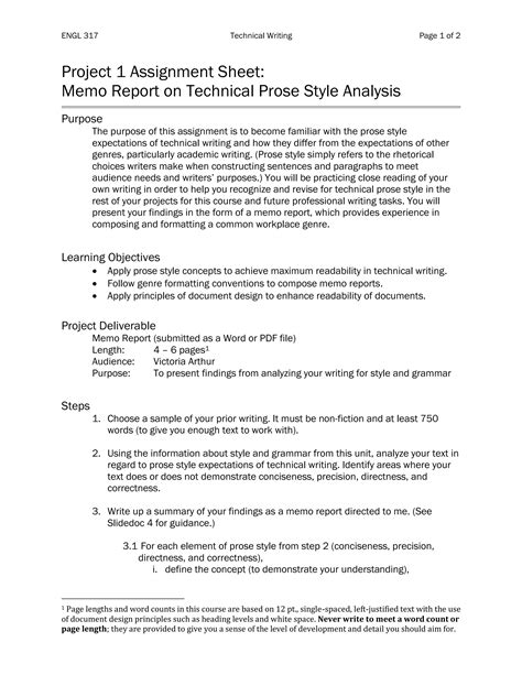 Eng 317h Project 1 Assignment Sheet Pdf