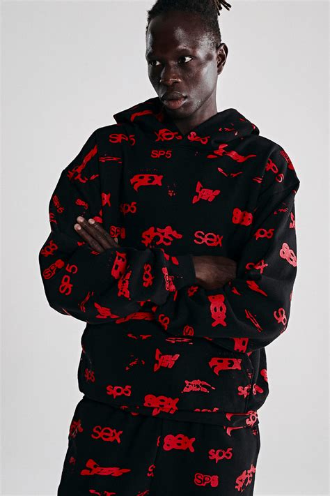 Black Sex Aop Hoodie Sp5der King Spider
