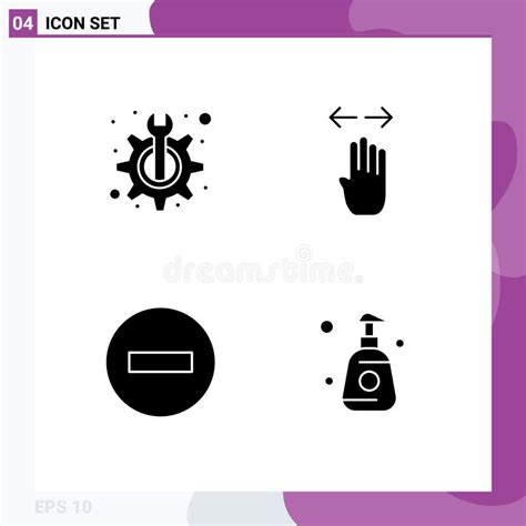 Mobile Interface Solid Glyph Set Of Pictograms Of Maintenance Delete Fix Finger Multimedia