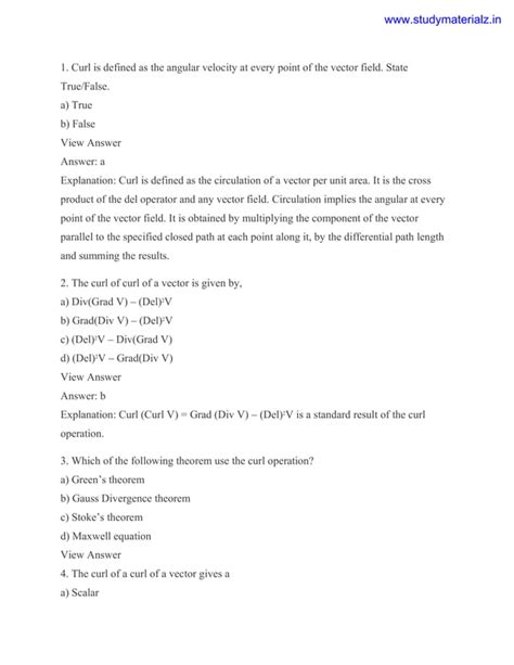 Electromagnetic Theory Mcq 1 Removed 1 Watermark Pdf