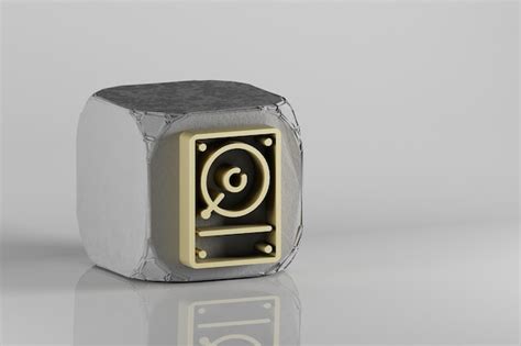 Premium Photo Beautiful Golden Hard Disk Driver Symbol Icons On A Beton Cube And White Ceramic