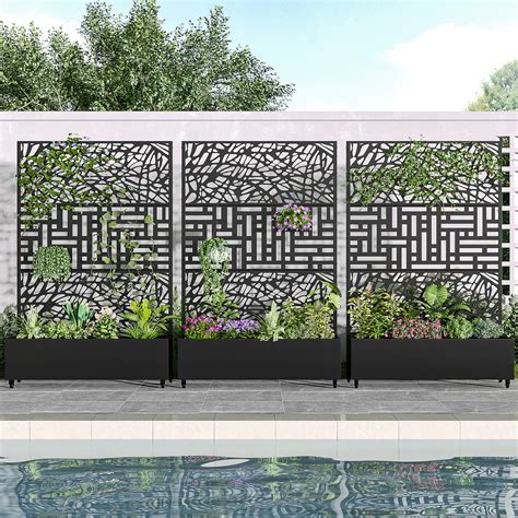 Wooakway Indoor Outdoor Decor Garden Planter Box With Lattice Panel Trellis Privacy Screen Wayfair