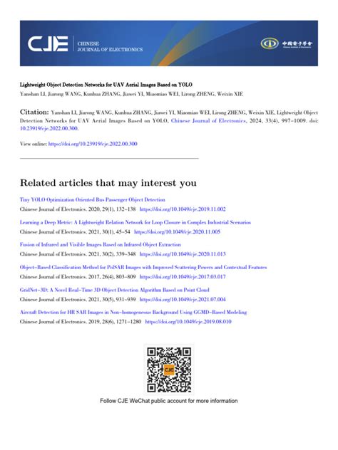 Lightweight Object Detection Networks For Uav Aerial Images Based On Yolo Pdf