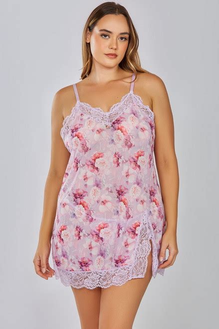 Plus Size Unwind Pretty Lace Purple Lingerie Chemise Spicy Lingerie