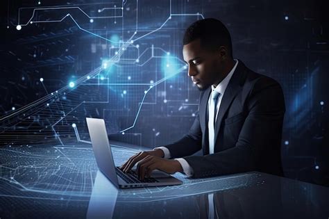 Premium Photo Cyber Security Network Businessman Using Laptop Digital Security Concept