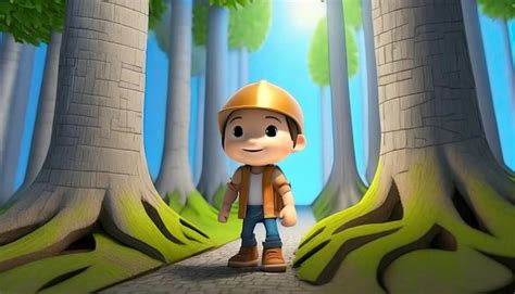 Premium Photo 3d Rendering Of Cartoon Character Exploring Like Forest