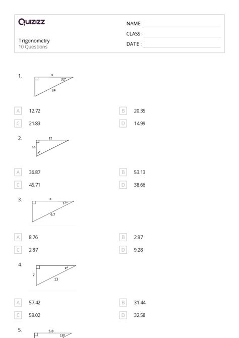 50 Trigonometry Worksheets For 10th Class On Quizizz Free