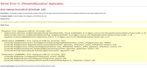 Sql Error Loading Msvcr100dll Errorcode 126 When Webapp Is