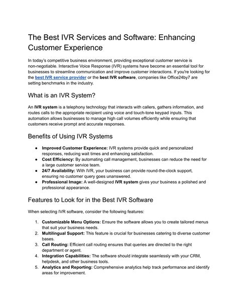 Ppt The Best Ivr Services And Software Enhancing Customer Experience
