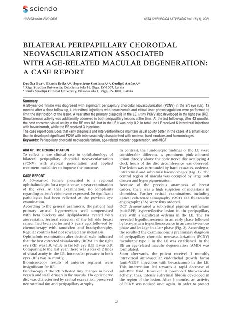 Pdf Bilateral Peripapillary Choroidal Neovascularization Associated With Age Related Macular