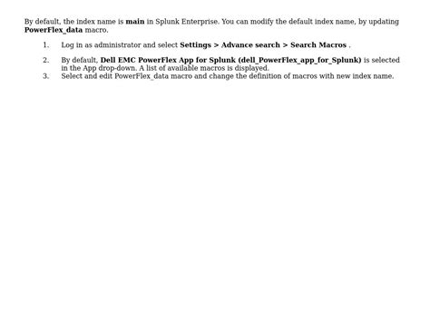 Update Index Dell Emc Powerflex Add On And App For Splunk User Guide