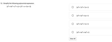 12 Simplify The Following Polynomial Expressionx24x2x3xx3x5x