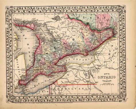 Map Of Ontario In Counties Art Source International