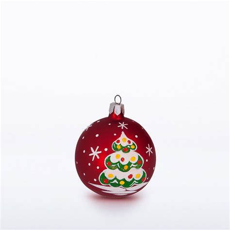Стеклянный шар на ёлку Еловый красный 5 см Elki Co Il