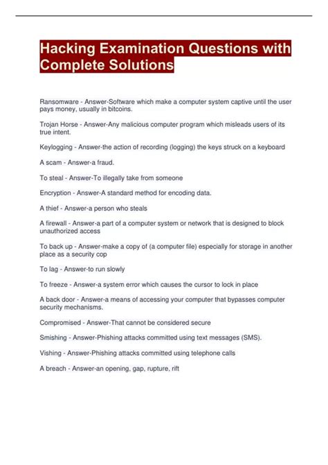 Hacking Examination Questions With Complete Solutions Hacking Stuvia Us