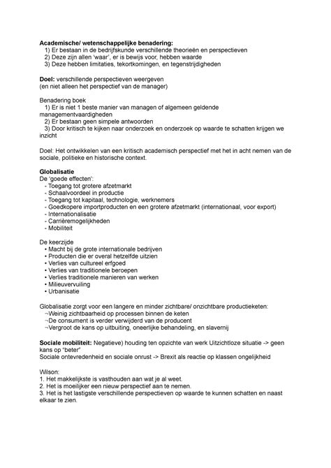 Aantekeningen Inleiding In De Bedrijfskunde 1 Academische