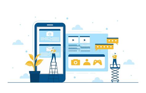 Programmer Thinking Mobile App Development Process Flat Design Illustration Stock Vector