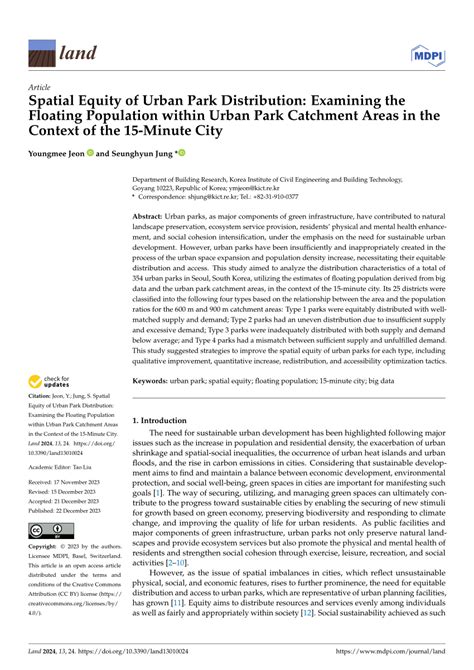 Pdf Spatial Equity Of Urban Park Distribution Examining The Floating Population Within Urban