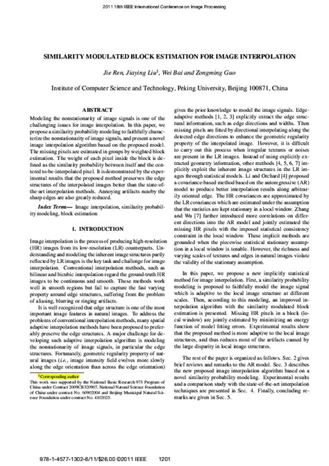 Pdf Similarity Modulated Block Estimation For Image Interpolation