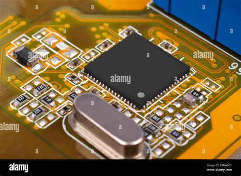 Electronic Circuit Board With Microchip Stock Photo Alamy