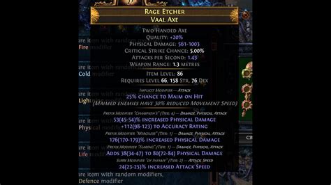 I Crafted The Best Ssfsc Vaal Axe For My Earthshatter Juggernaut Poe