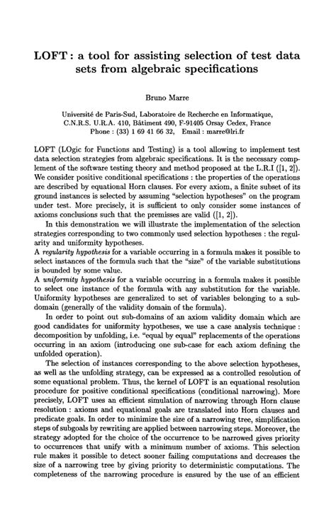 Pdf Loft A Tool For Assisting Selection Of Test Data Sets From