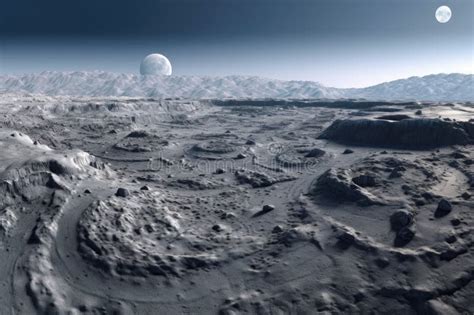 Panoramic View Of Lunar Craters From Rovers Perspective Stock Illustration Illustration Of