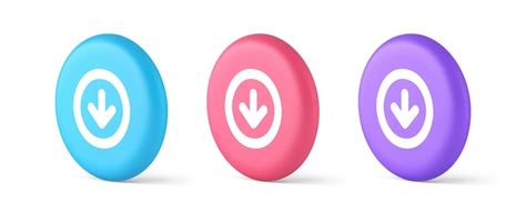 Premium Vector Down Arrow Circle Frame Button Web Interface Pointer Navigation App 3d