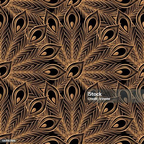 공작 깃털 고급 패턴이 원활합니다 오리엔탈 골드 블랙 로얄 배경 벡터 빈티지 디자인 공작새에 대한 스톡 벡터 아트 및 기타 이미지 공작새 연속무늬 패턴 Istock