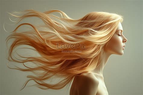 긴 머리를 가진 금발의 아름다움