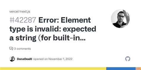 Error Element Type Is Invalid Expected A String For Built In