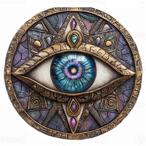 Mystical Eye Symbol With Intricate Design And Colorful Jewels On