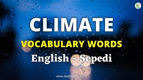 Climate Names In Sepedi And English Common Sepedi Vocabulary