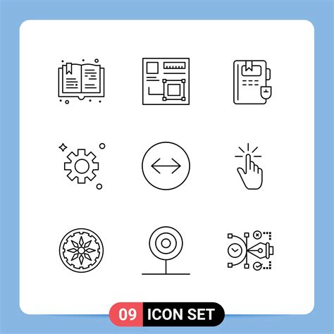 Set Of 9 Modern Ui Icons Symbols Signs For Swipe Arrows Horizontal