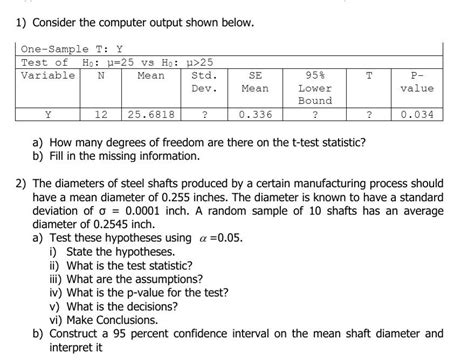 solved 1 consider the computer output shown below