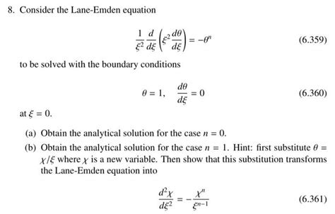 Solved 8 Consider The Lane Emden Equation