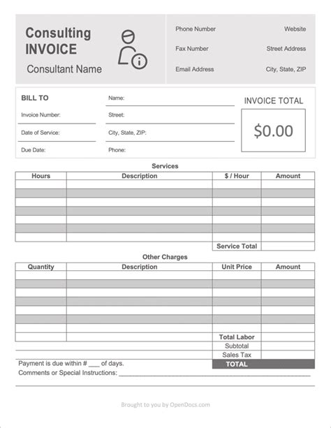 Consulting Invoice Template Excel
