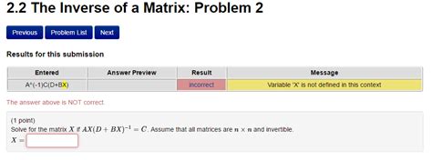 solved solve for the matrix x if ax d bx 1 c assume