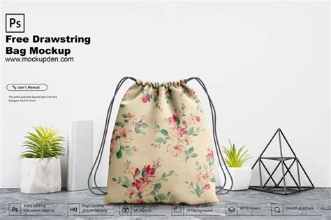 Free Drawstring Bag Mockup PSD Template Mockup Den