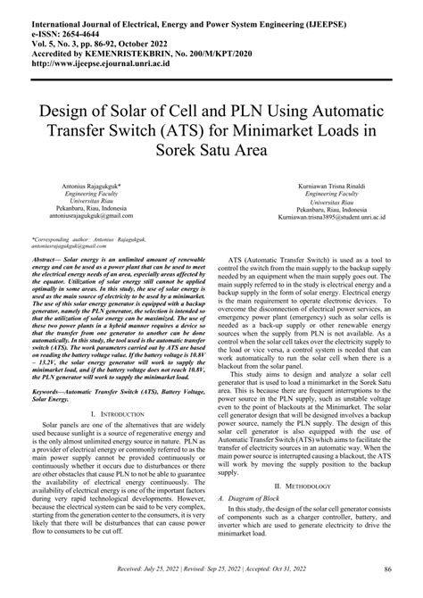 pdf design of solar of cell and pln using automatic transfer switch